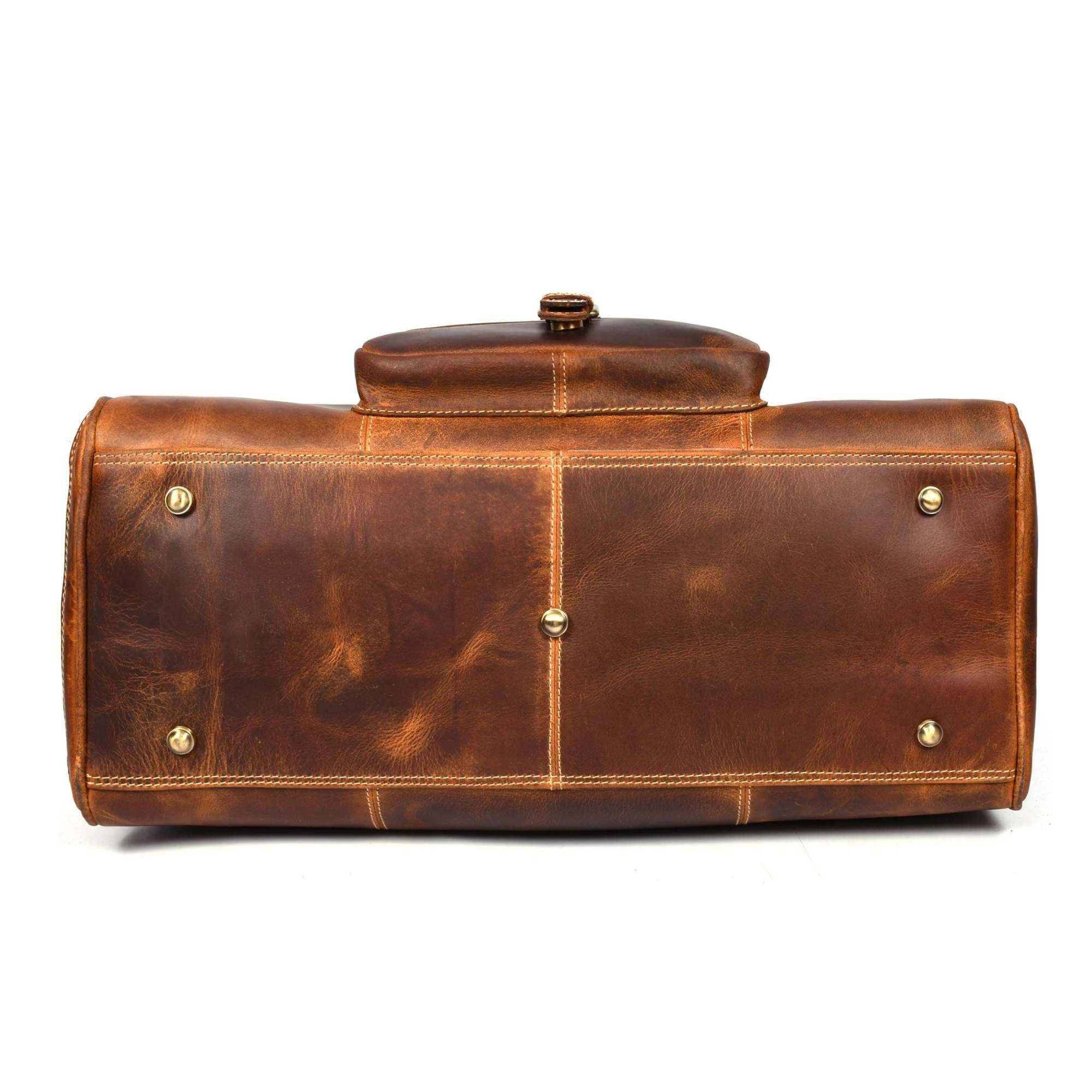 The Voyager Duffle - Cognac Full-Grain Distressed Duffle Bag