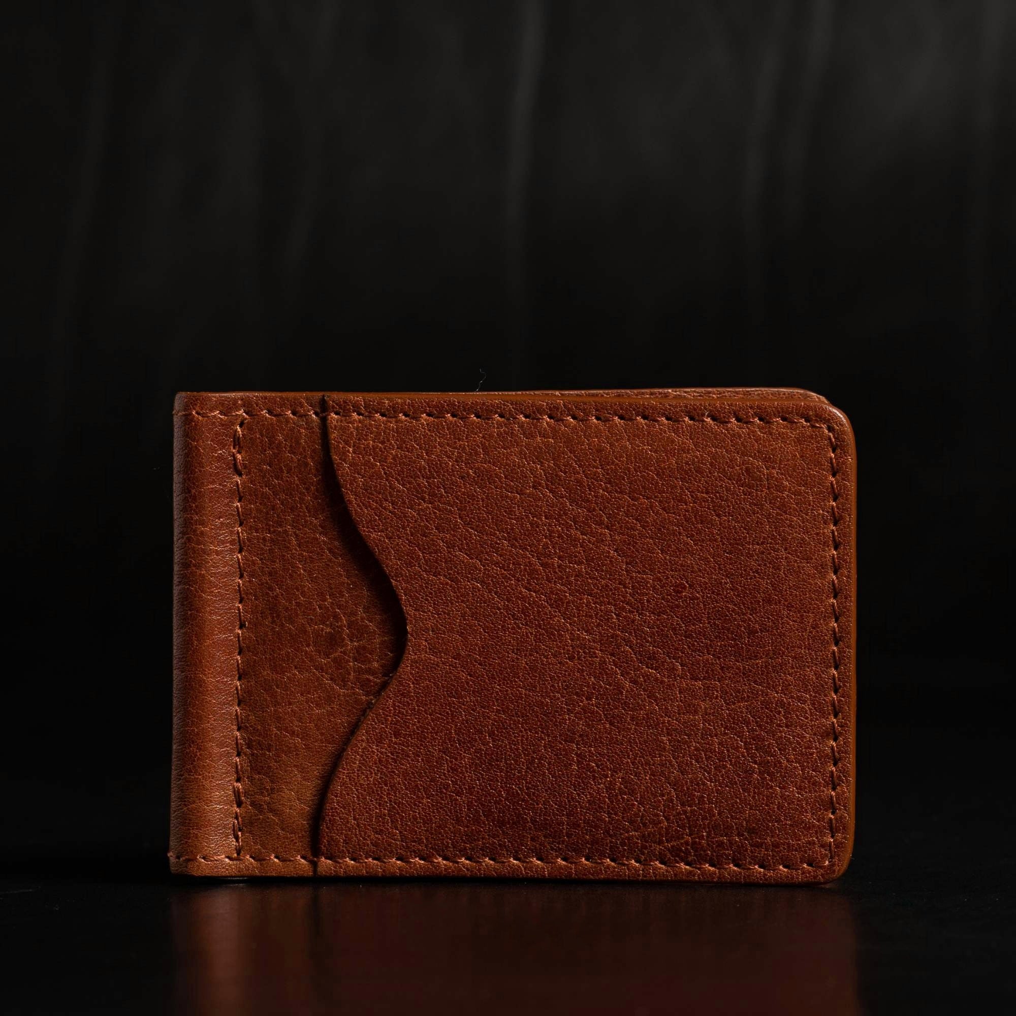 The Pinnacle Wallet - Cognac Slim Money Clip Pebble Grain Leather Wall